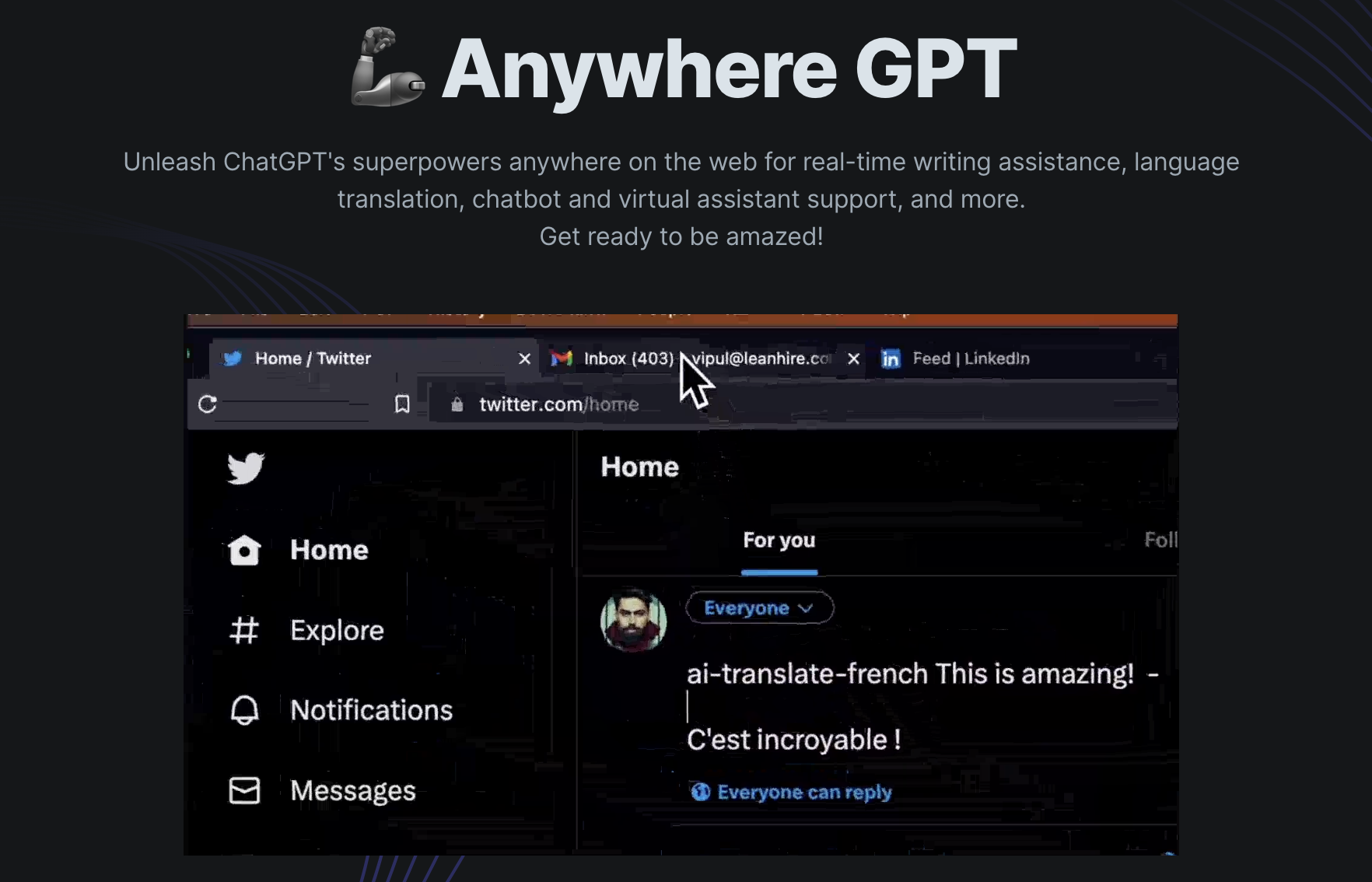 Anywhere GPT - Writing, translation, virtual assistant.