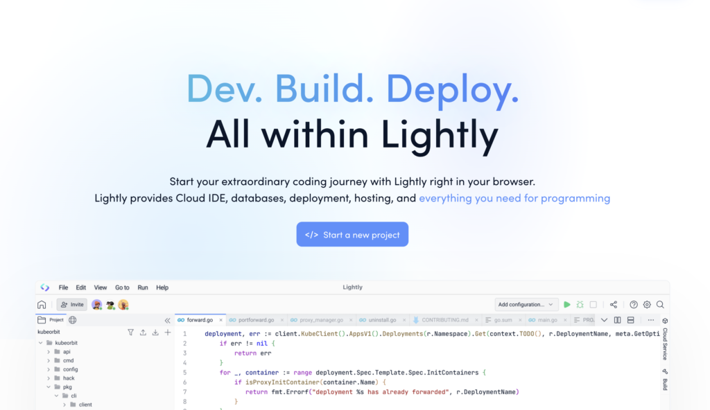 Lightly IDE - Use AI to code and host with one-click