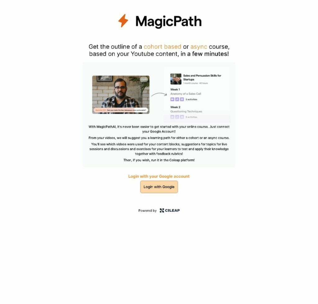 MagicpathAI - AI-powered learning platform for transforming content into custom-tailored courses.