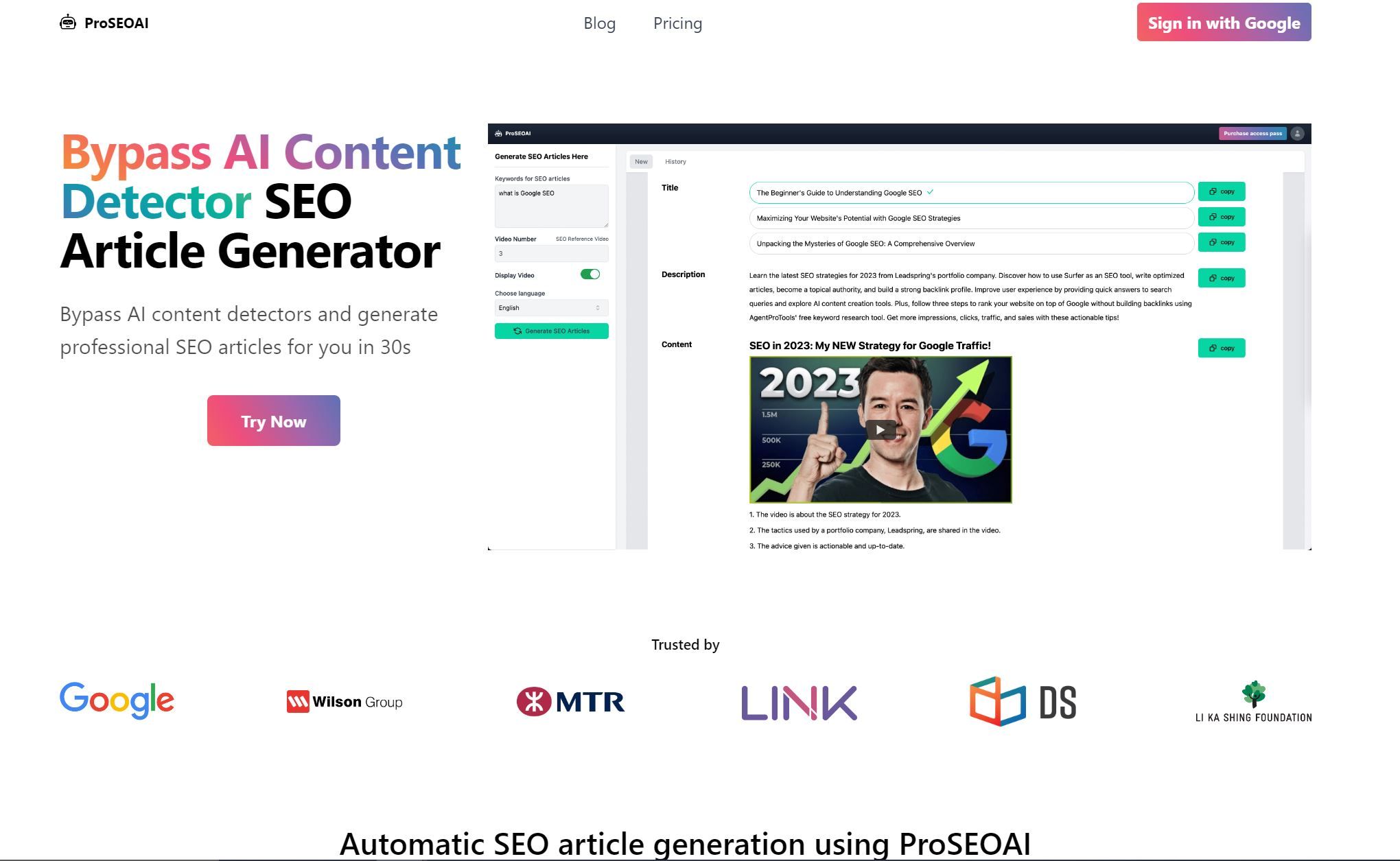 ProSEOAI - Bypass AI detectors with AI-powered content generation for improved SEO.