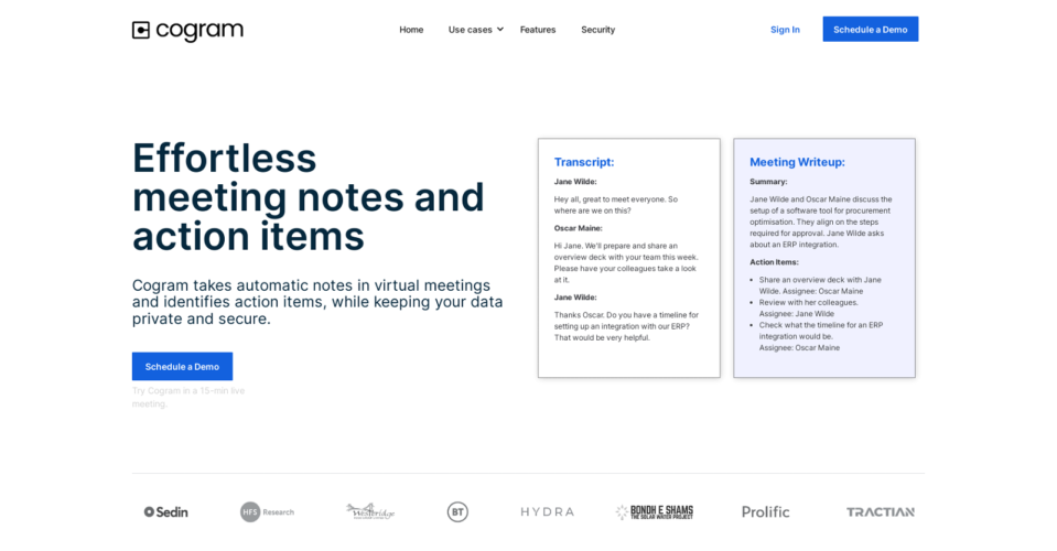 Cogram - Software tool that helps teams save time in meetings