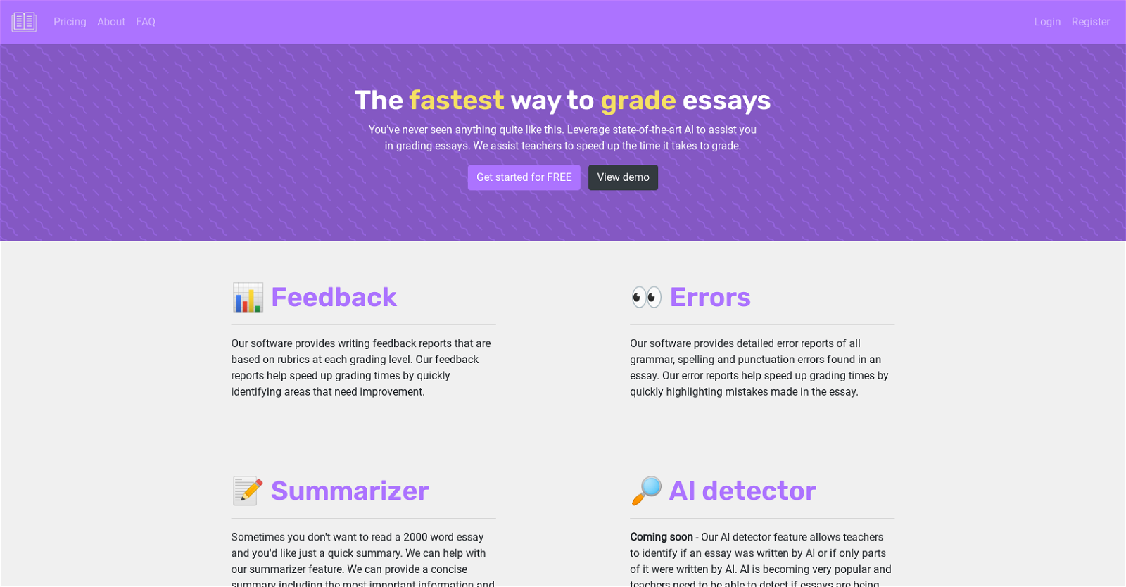 EssayGrader - Detailed essay grading feedback and error reports.