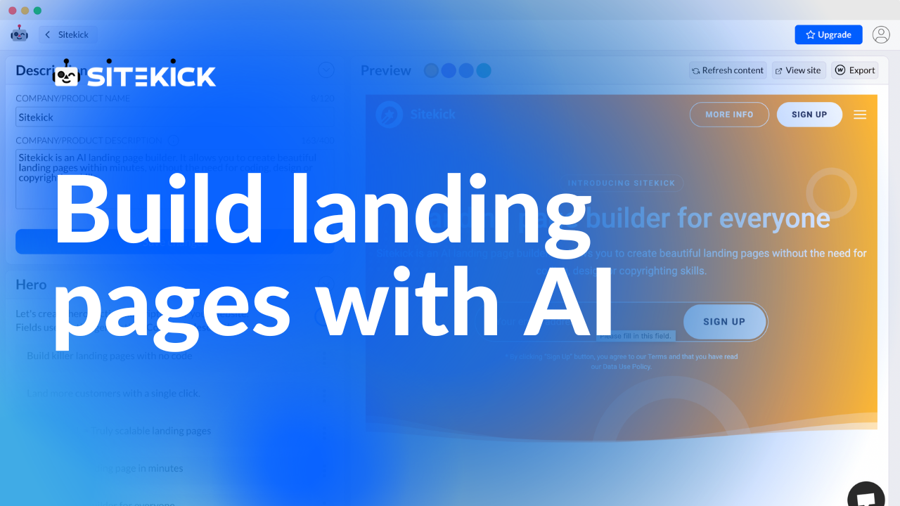 Sitekick - Create beautiful landing pages with Sitekick's AI builder